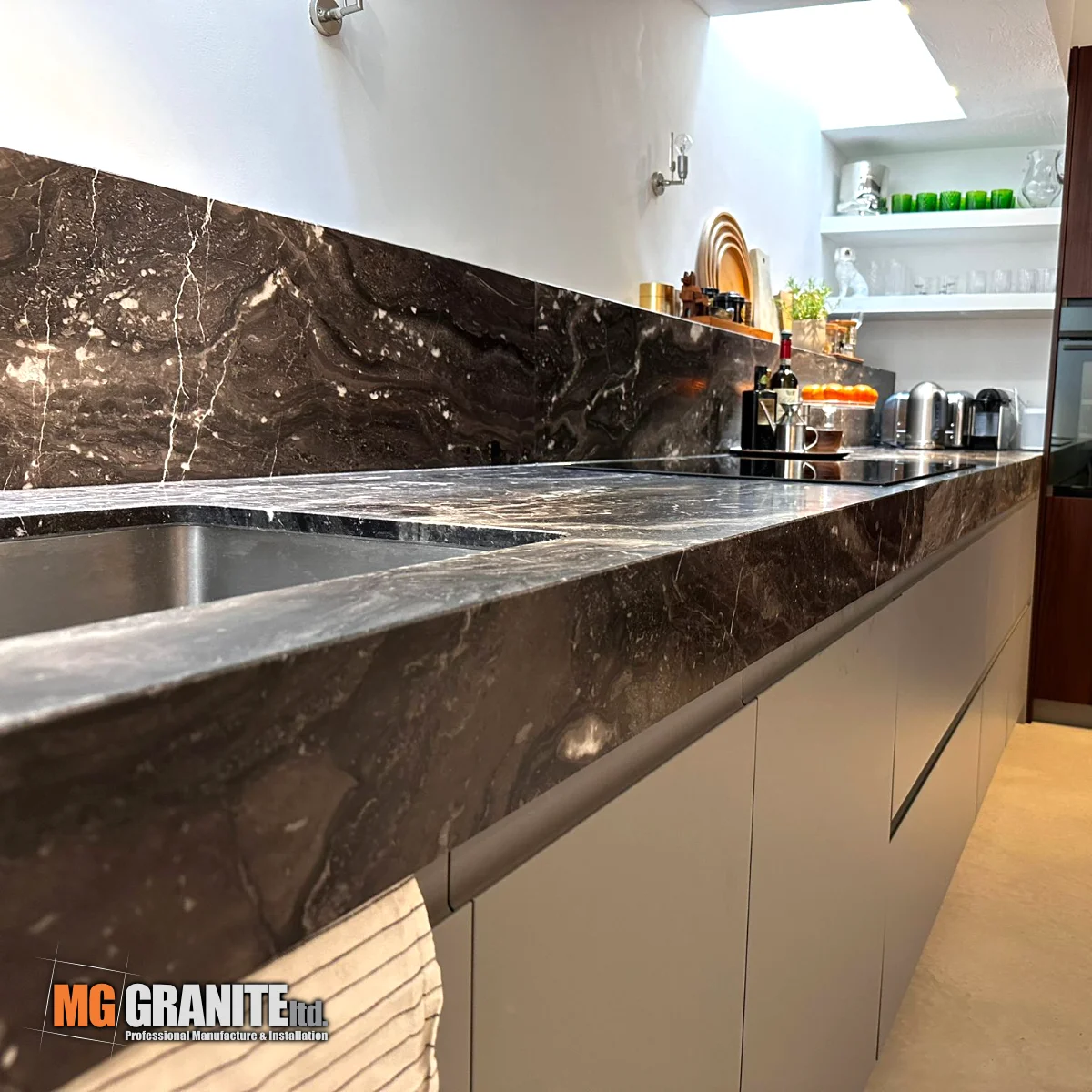 Kitchen with Grigio Orobico Marble in Aldgate - MG Granite Ltd